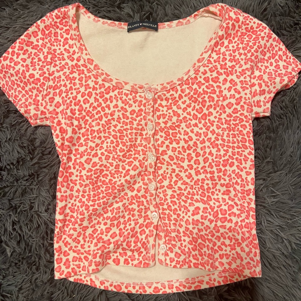 Rare Brandy Melville Pink Cheetah Print Zelly Top - Gem